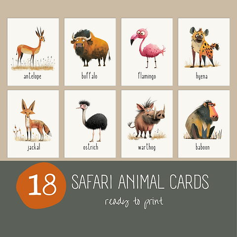 safari animal cards