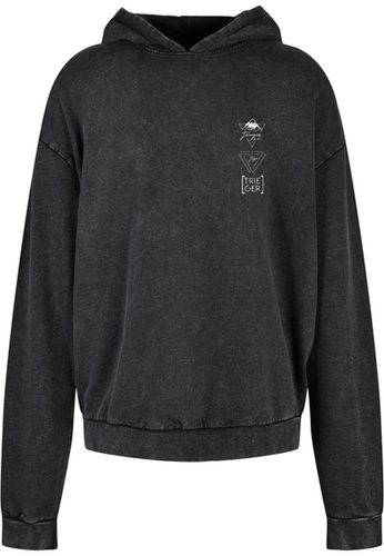Oversized Hoodie Logos washed // schwarz | Trieger Fashion