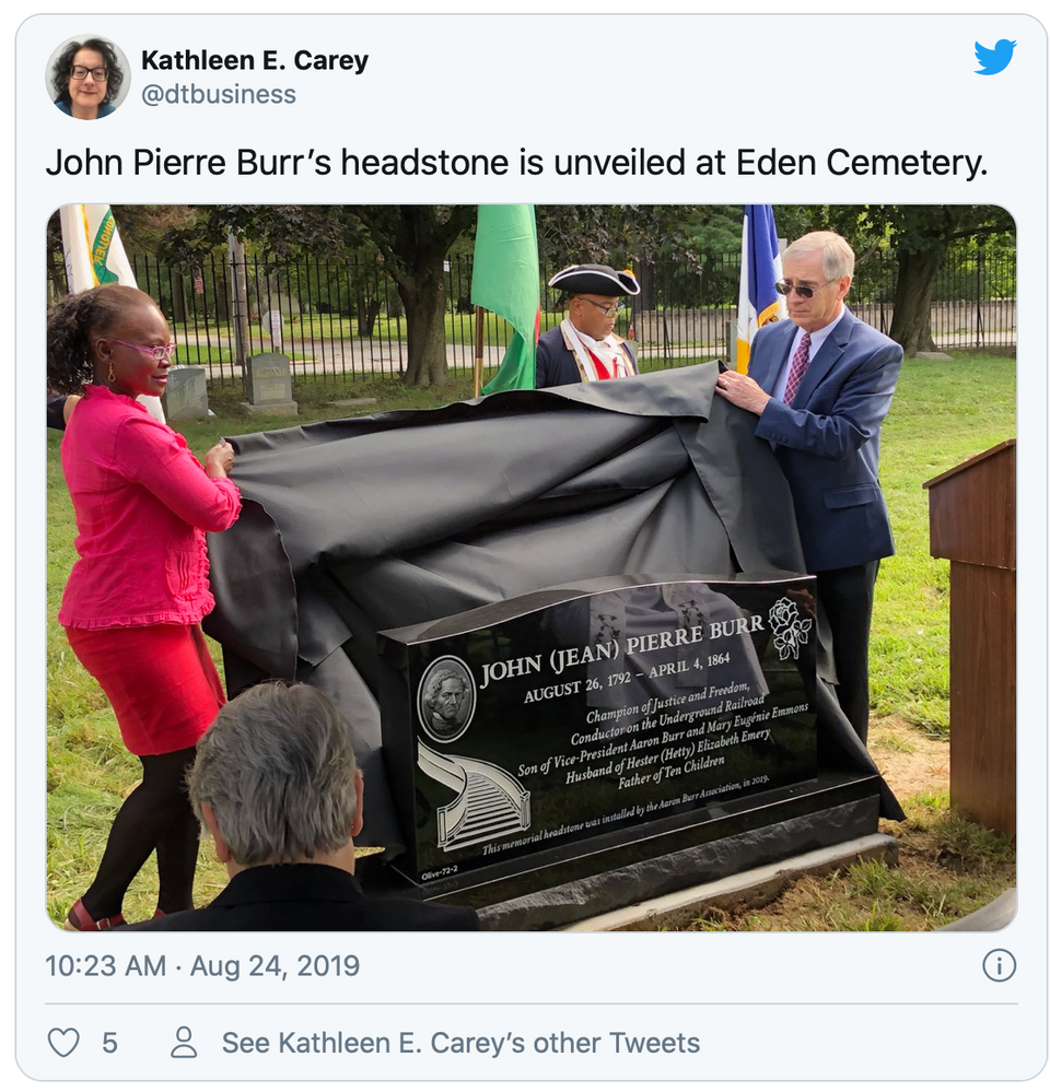 155 Years After His Death, Abolitionist John Pierre Burr’s Epitaph ...