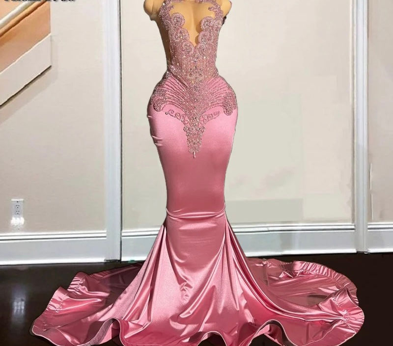 Luxury Diamond Prom Dresses 2024 Sheer Neck Mermaid | Urban Fentii