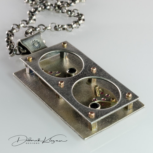Time Travel Necklace in Sterling Silver with Antique Watch Parts