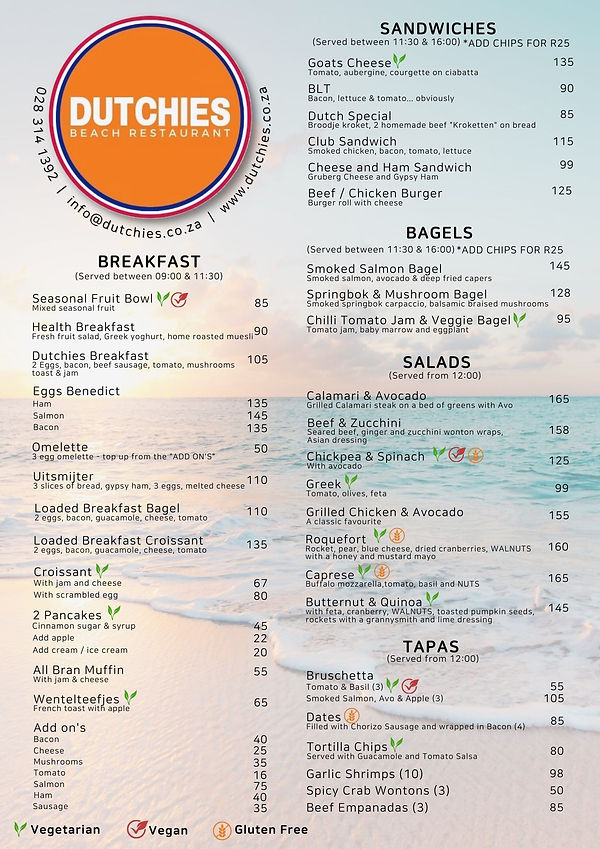 MENU | DUTCHIES