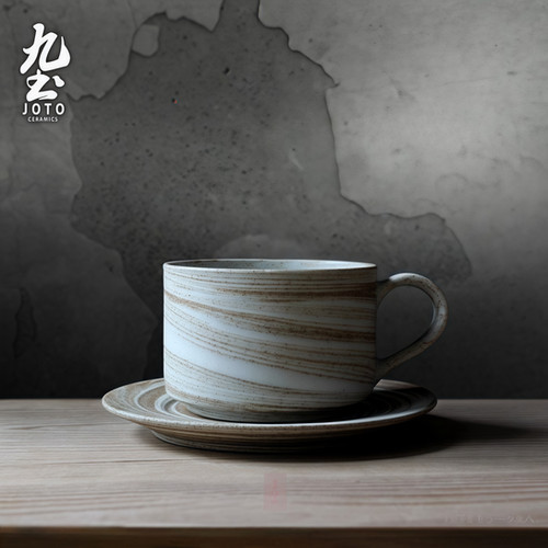 JOTO - Jingdezhen Handmade Coffee Cup with Saucer, Creative ...