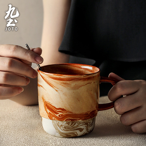 JOTO - Handmade Rough Ceramic Coffee Mug, 300ml, Retro, Creative ...