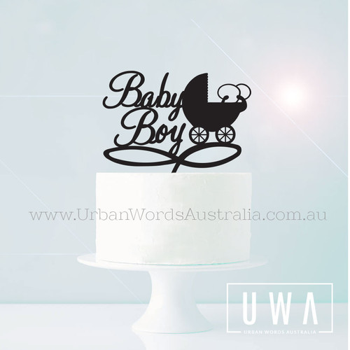 Baby Boy Pram - Cake Topper | Urban Words