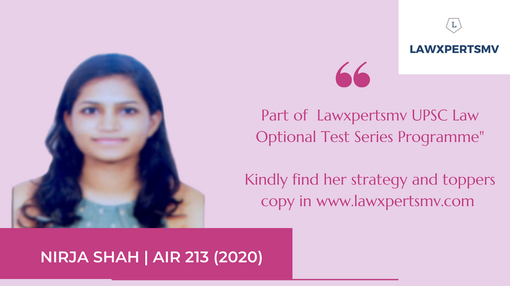 UPSC Law Optional Topper | Nirja Shah AIR 213 (2020) | Toppers Copies