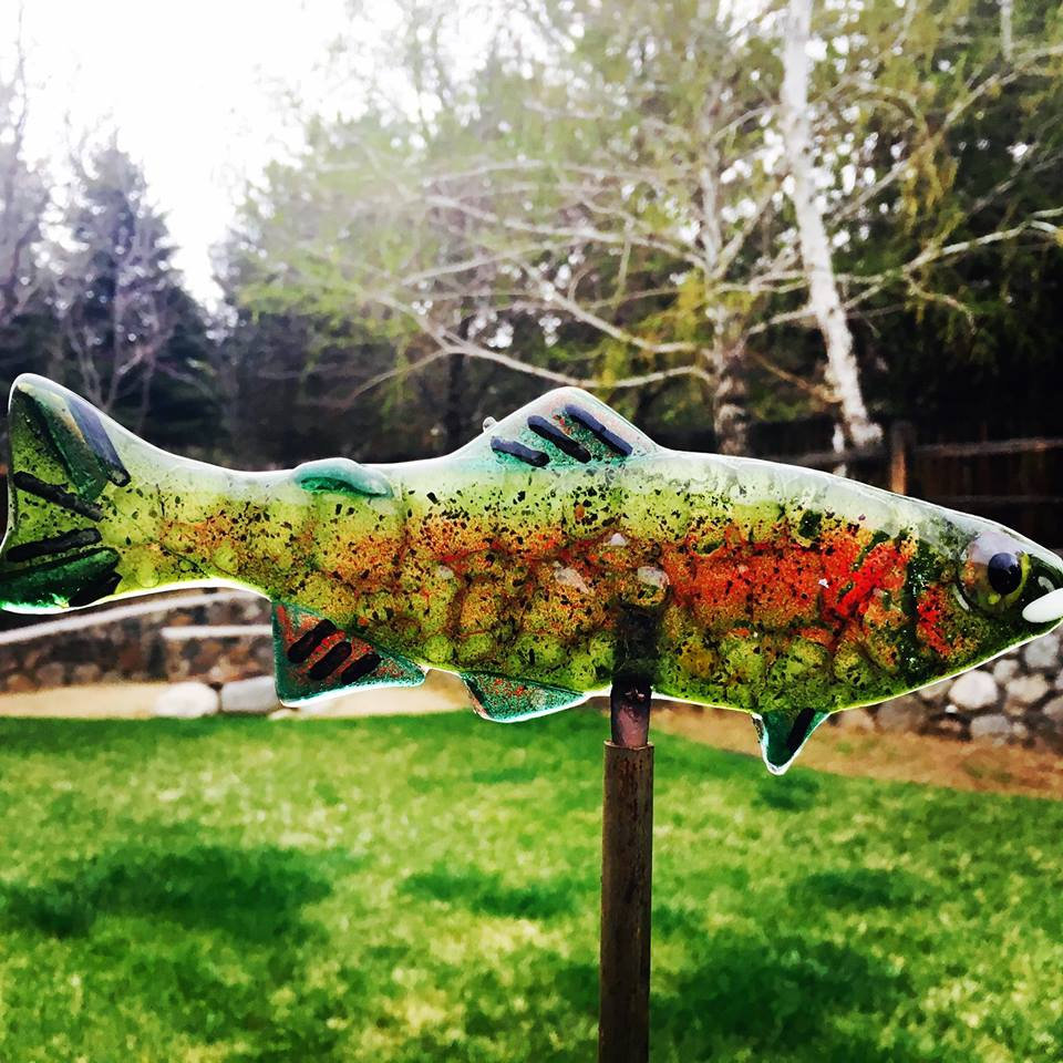 Glass Fusion Fish Yard Art | Copper Cat Studio