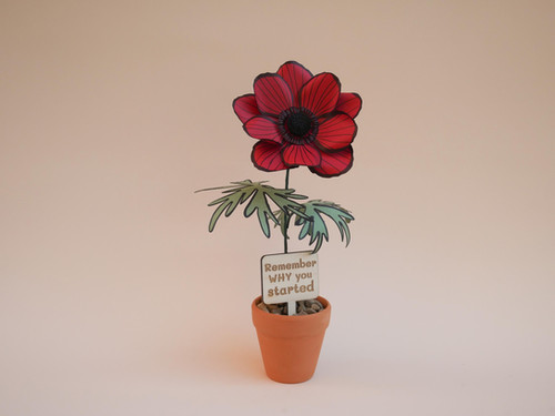 Comic-style Red Paper Anemone | deaneyweaneyblooms