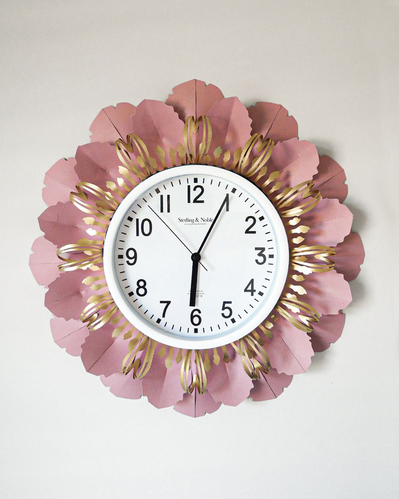 How to make a wall clock pretty: DIY decorative paper flower clock ...