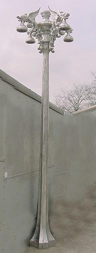 Gargoyle Lamp on Hexagonal Post 4 Arm 5 Light-H.12' 2" | Street Lamps