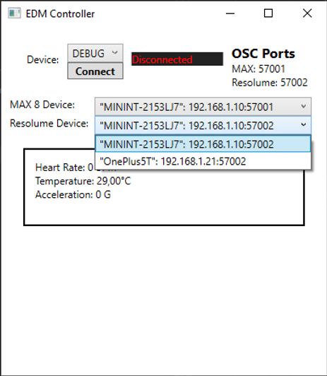 OSC Device Selection and Network Scan