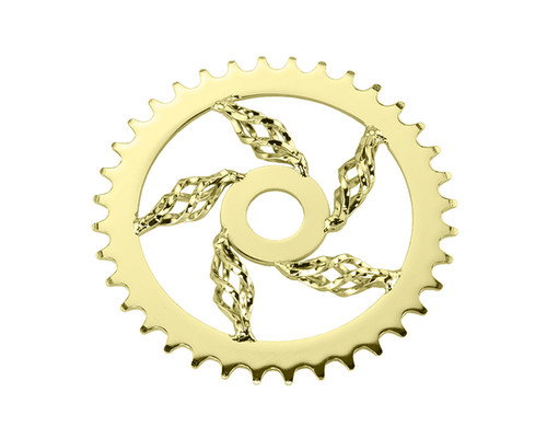 Lowrider Cage Twisted Steel Chainring 1/2 X 1/8 36t Gold | 3 Cross Customs