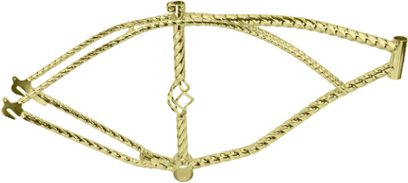 26 Inch Cage Twisted Lowrider Frame - Gold | 3 Cross Customs