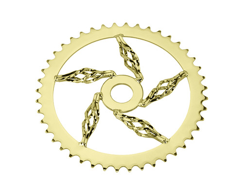 Lowrider Cage Twisted Steel Chainring 1/2 X 1/8 44t Gold | 3 Cross Customs