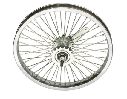 16 Steel Coaster Wheel 52 Spoke 14g Chrome 3/8 Axle Single Wall Chrome ...