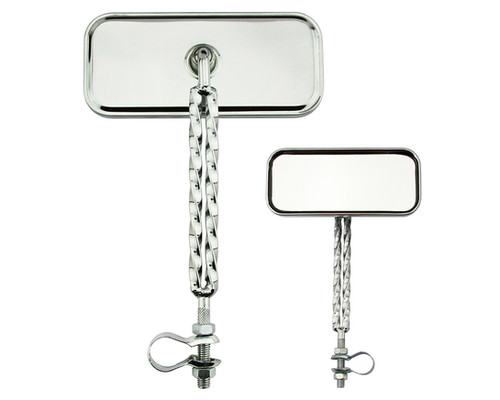 Rectangle Double Square Twisted Mirror All Chrome | 3 Cross Customs