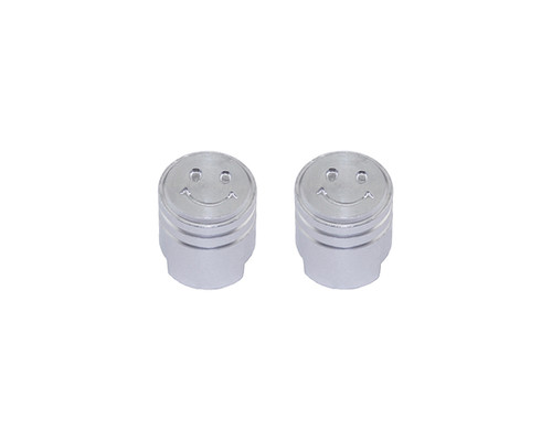 Smile Face Piston Valve Caps Chrome Schrader Valve | 3 Cross Customs