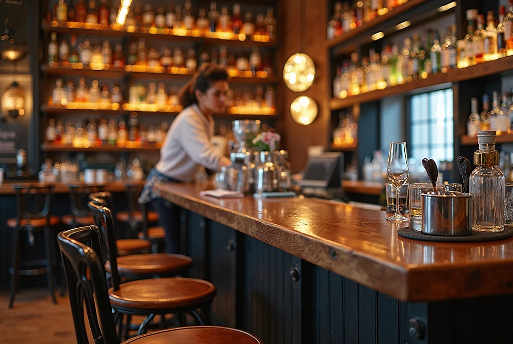 Ergonomic Bar Workspace Design for Staff Comfort & Flow