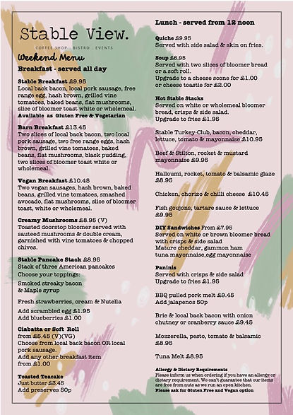 Menus | Stable View.