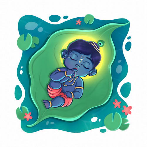 Cute Lord Bala Krishna Cloth Sticker | Adorable Bala Krishna Devotional ...