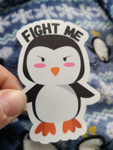 Fight Me Penguin Sticker | The Paint Penguin