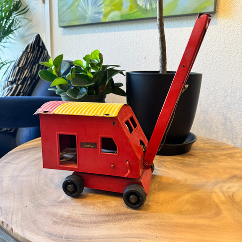 red vintage toy crane - structo construction co | fishcake