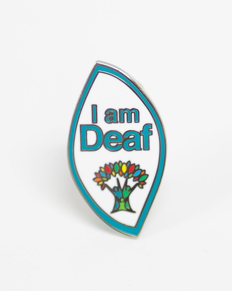 Teal Outline - 'I am Deaf' Wellbeing Pin | NFDHH