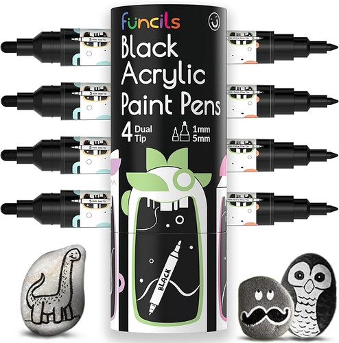 Black Dual Tip Acrylic Pen | Funcils UK