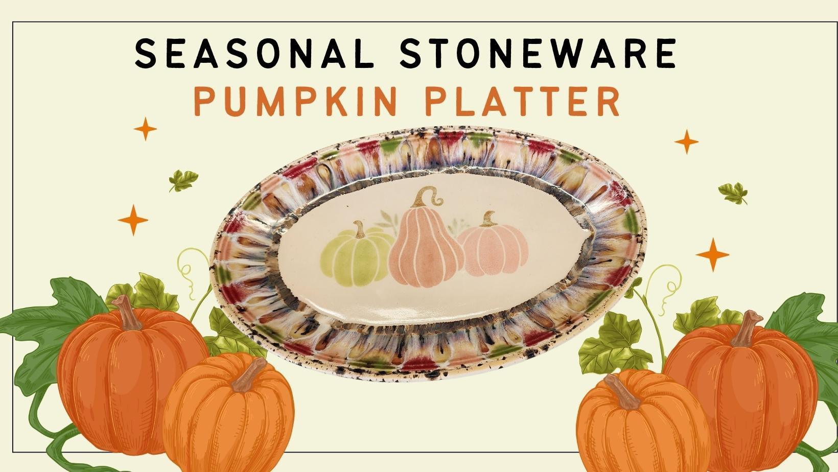 Seasonal Stoneware Pumpkin Platter 9/20 | artsonfireplano
