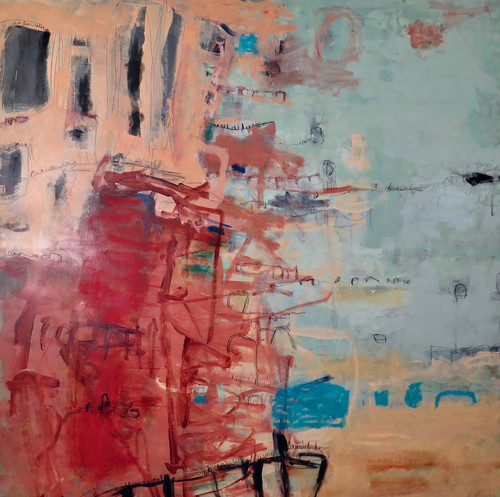 Art abstrait grand format La maison de la falaise | Kathleen Roby ...