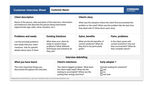 Customer Interview Sheet | Forward Partners