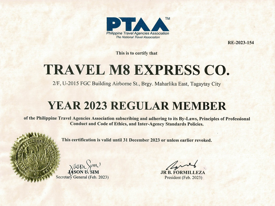 PERMITS AND CERTIFICATIONS | travelm8express