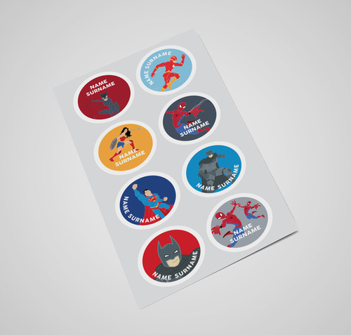 Round Labels (Super Heroes) | Sticker Studio