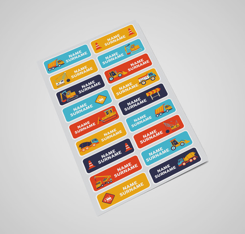 Multi-Purpose Labels (Construction Vehicles) | Sticker Studio