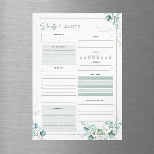 Magnetic Daily Planner (Eng / Eucalyptus) | Sticker Studio