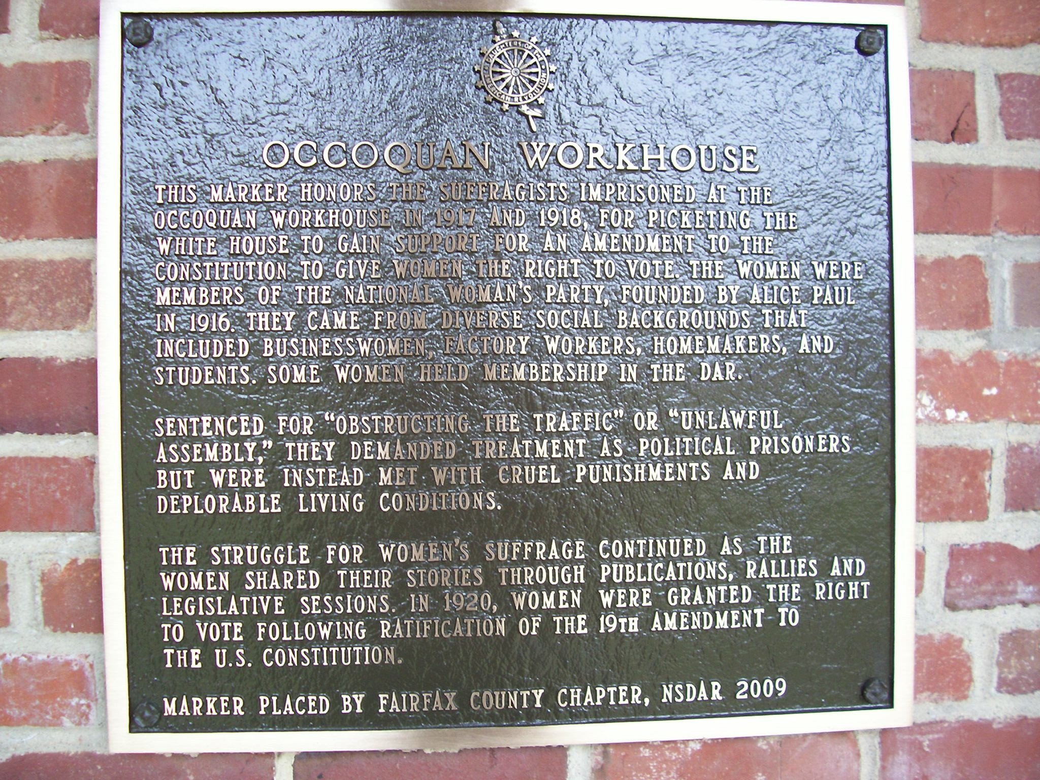 Occoquan Workhouse (Historical Marker) | Franconia History