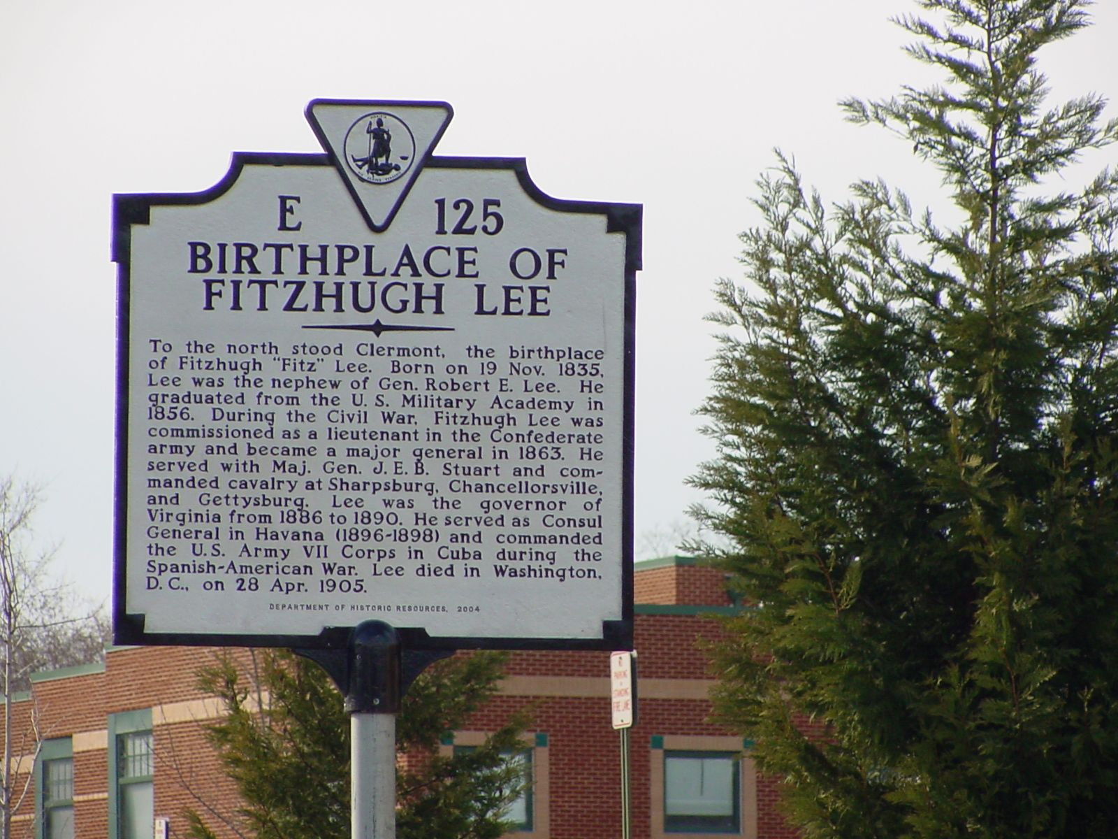 Birthplace of Fitzhugh Lee (Historical Marker) | Franconia History