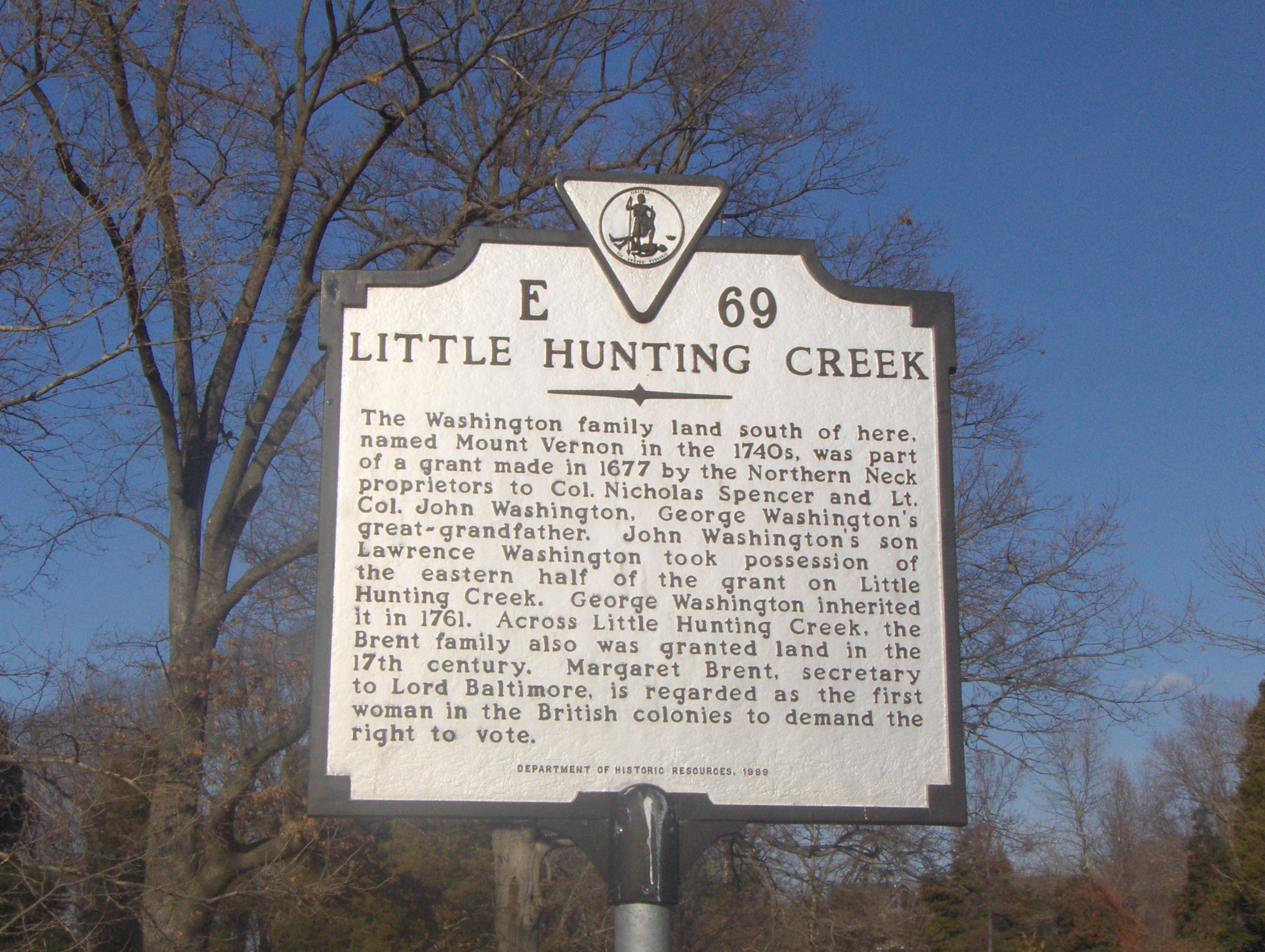 Little Hunting Creek (Historical Marker) | Franconia History