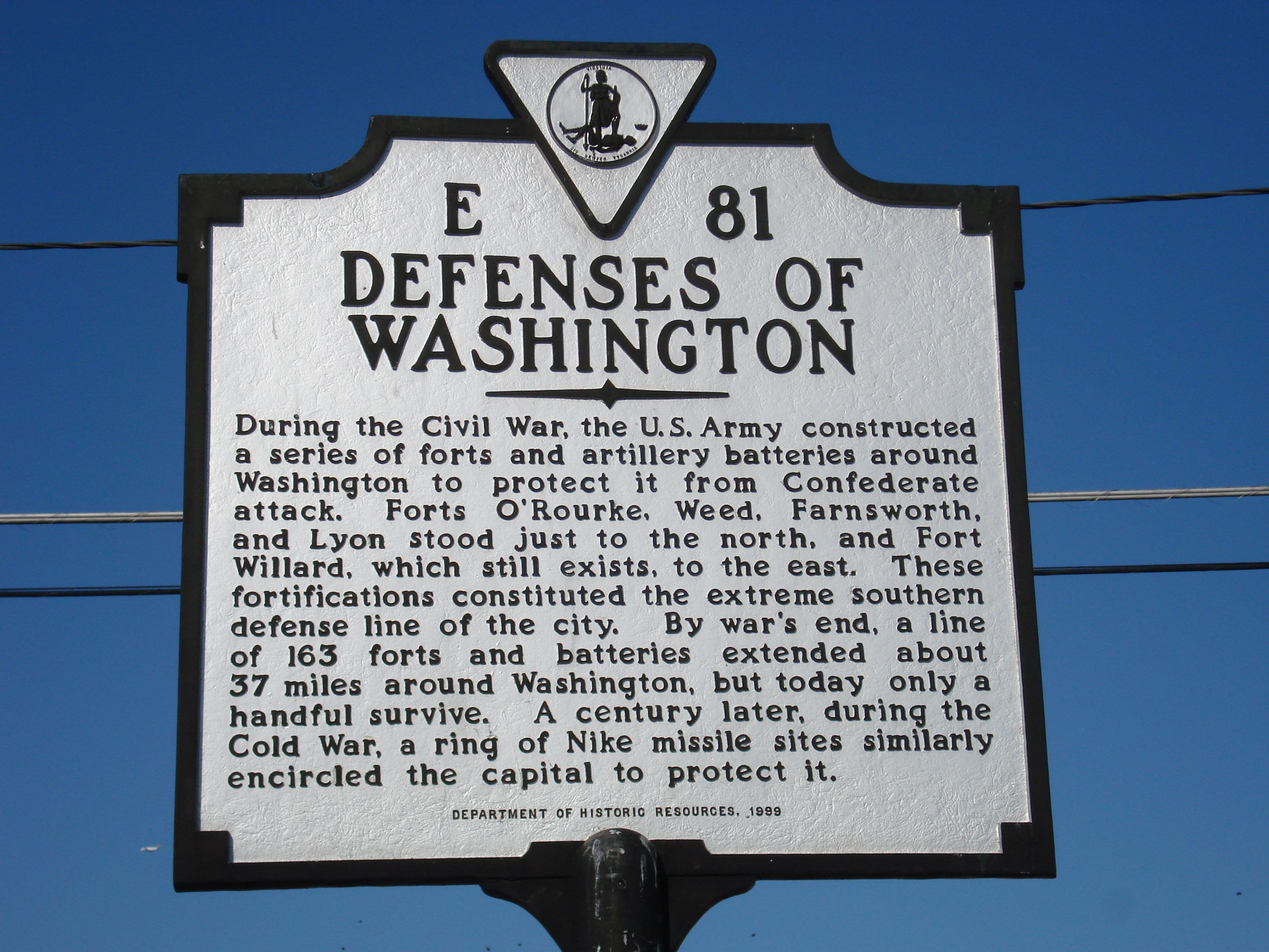 Defenses of Washington (Historical Marker) | Franconia History