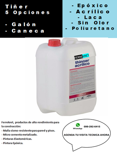 Tiñer epoxico Ecuador thinner laca sin olor tinher acrílico | Ferrekret