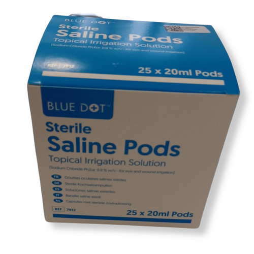 Sterile Saline Solution - Blue Dot- Eye Wound Eyewash Pods, 20ml ...