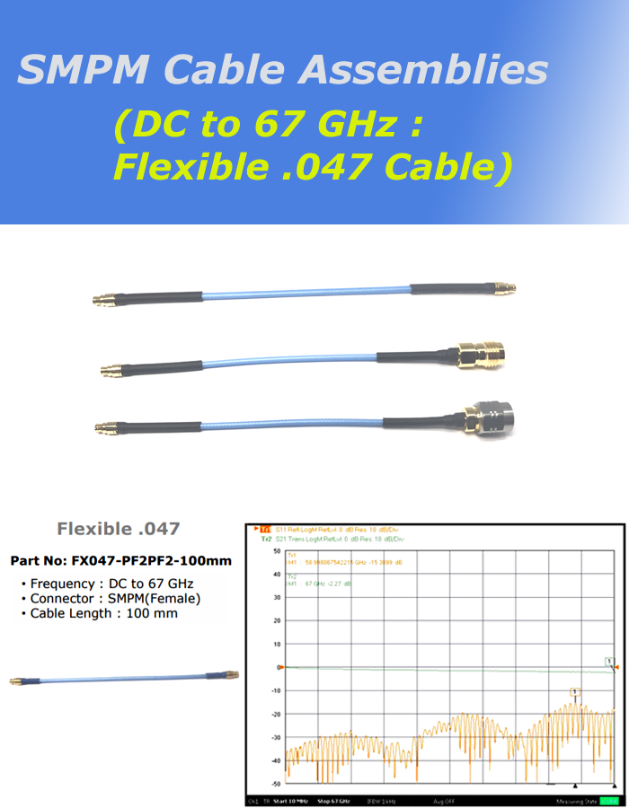 SMPM Cable Assembly (DC to 67 GHz : Flexible .047 Cable)