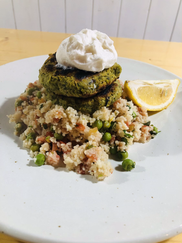 Pea falafel with couscous and mint | Easy Meals Japan