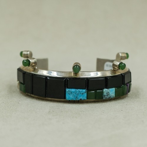 SS Cuff w/Black Jade, Green Jade, Sugilite & Blue Gem Turquoise by ...