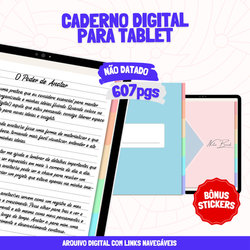 Caderno Digital Para Tablet e Desktop Interativo 607pgs - Com Abas ...