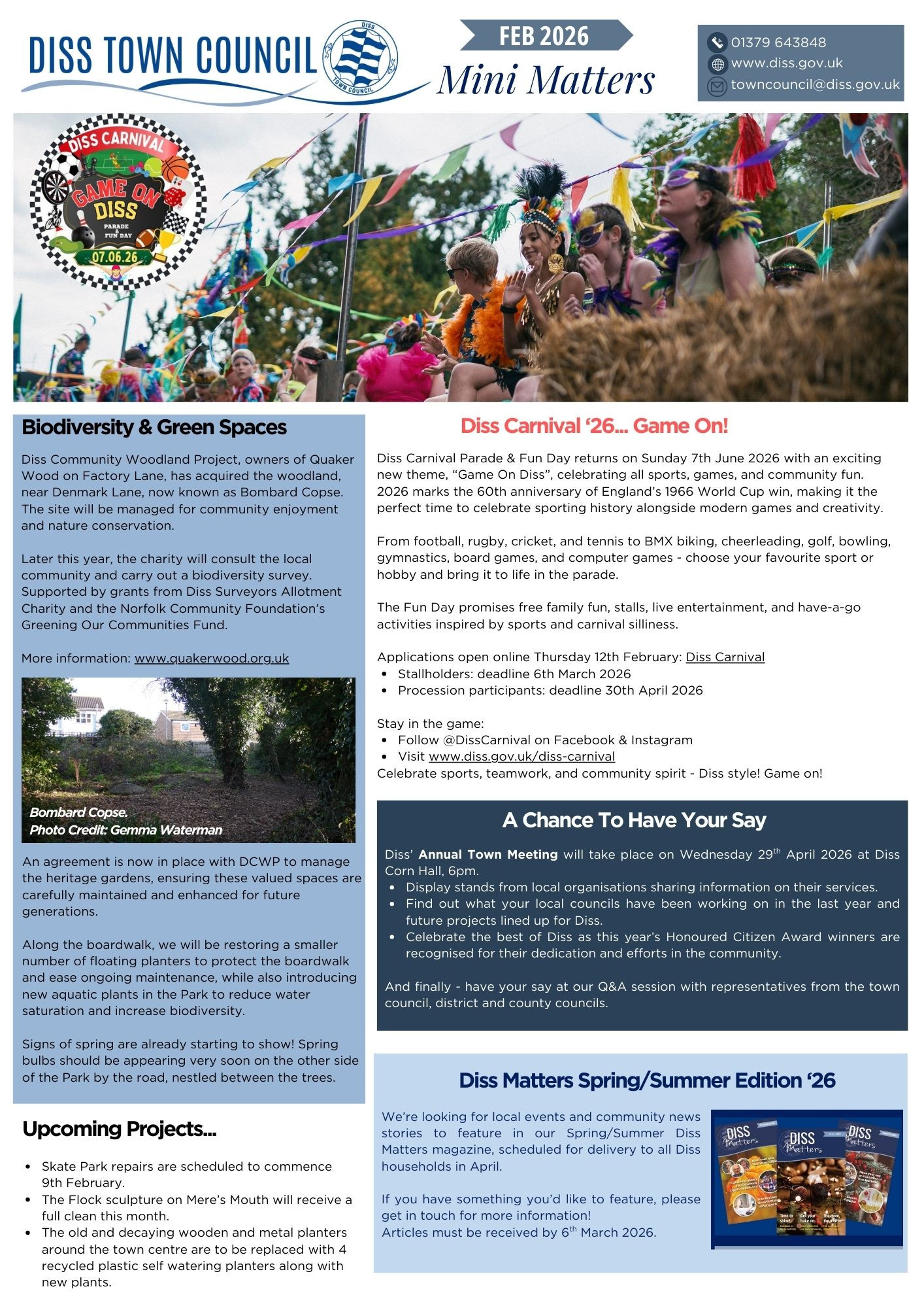 DTC Feb '26 Newsletter Available Now! | Diss Town Council