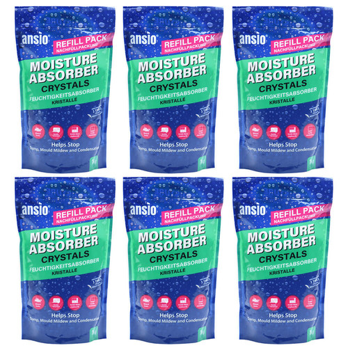 ANSIO 6kg Refillable Moisture Absorber Refill Crystals (6 x 1 Kg ...