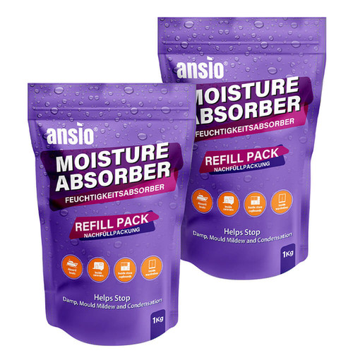 ANSIO 2kg Refillable Moisture Absorber Refill Crystals for Damp,Mould ...