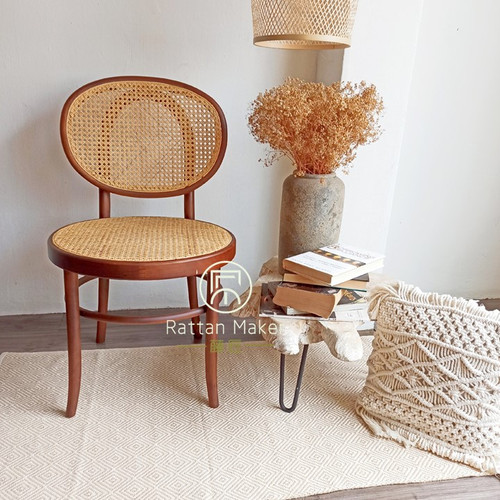 Authentic Armless Chair with Rattan Weaved Seater and Back Handmade ...