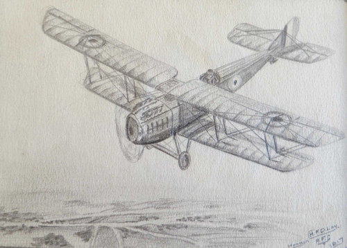 1917 WW1 RFC biplane drawing